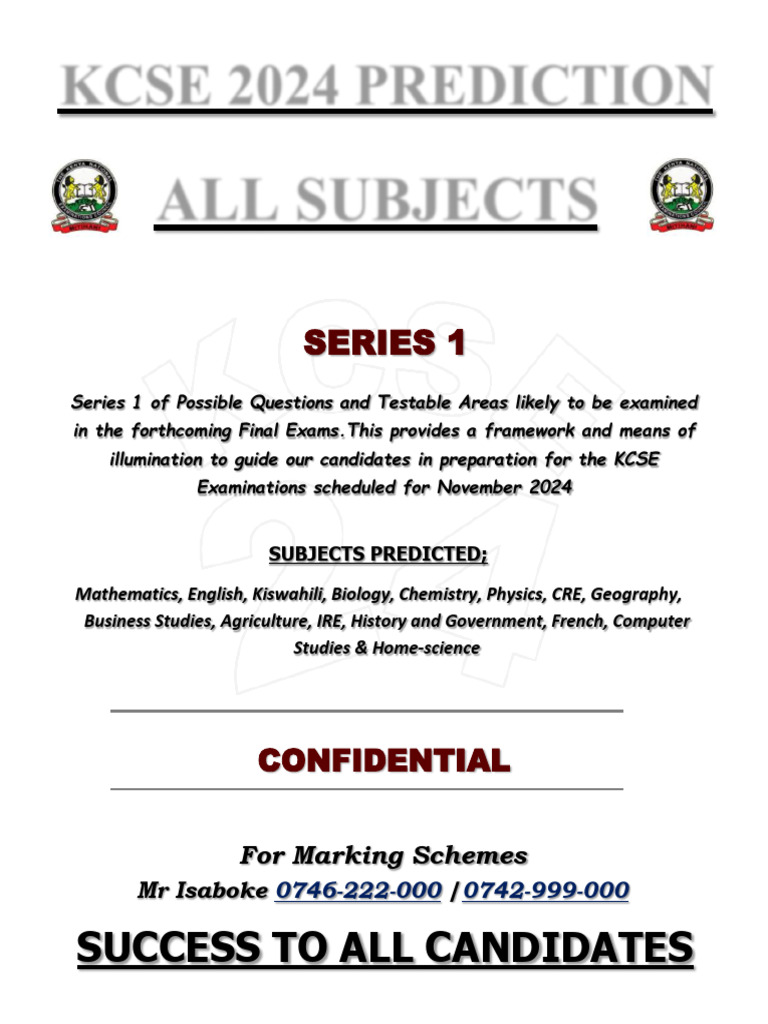 Kcse 2024 Prediction Exams s1 | PDF