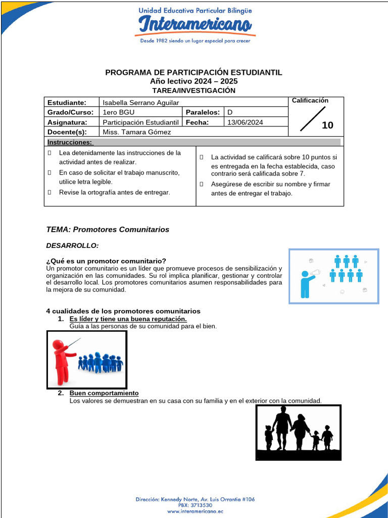 Promotor Comunitario - Tarea | PDF
