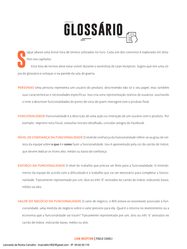 LeanInception A4 Glossario R1 | PDF