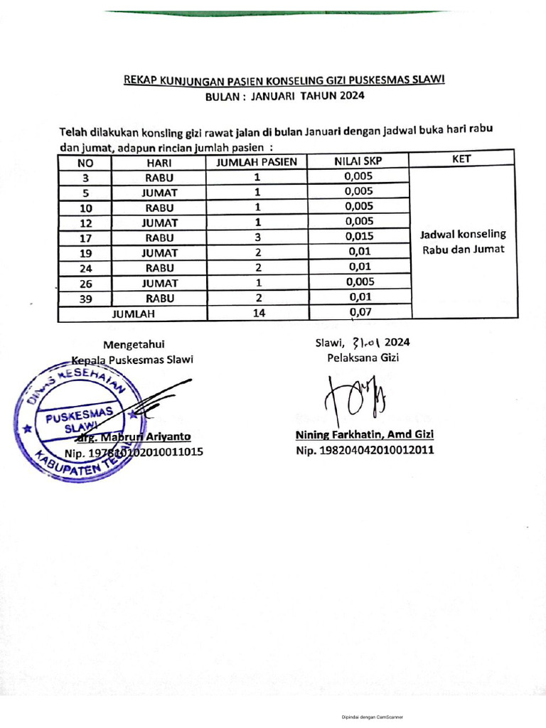 Lap Rekap Konseling Gizi | PDF