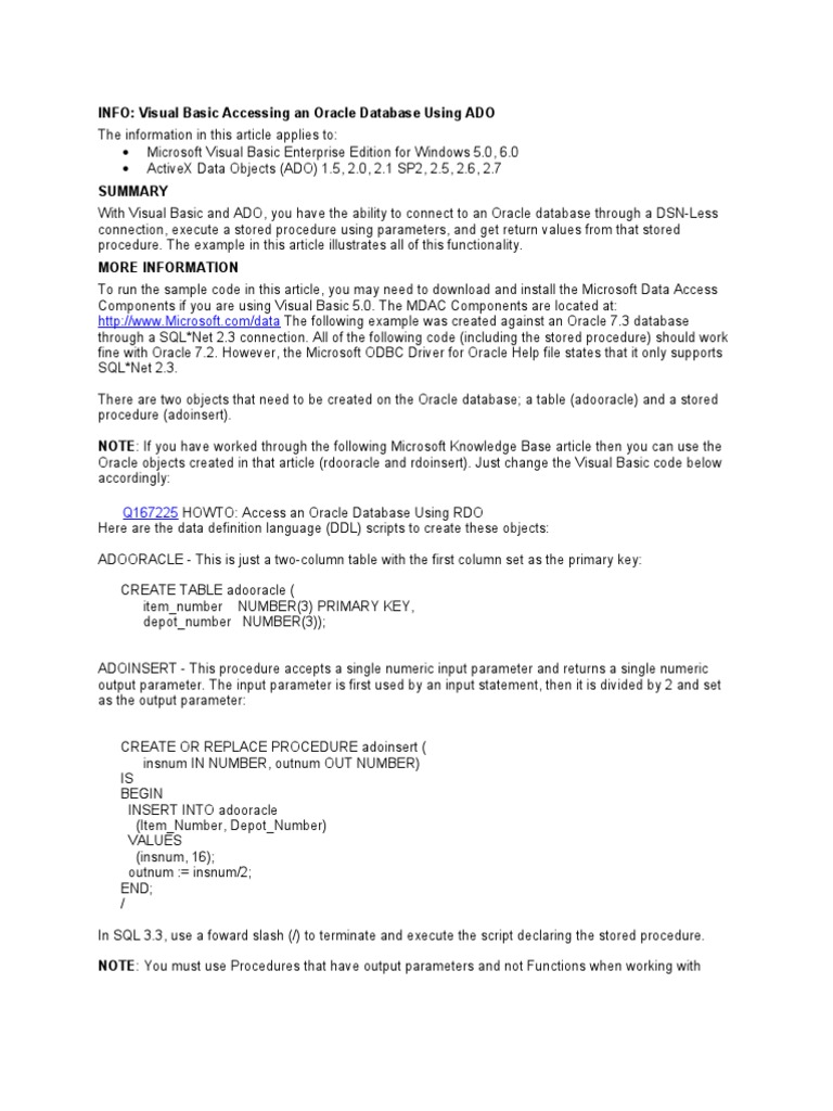 Ado To Oracle Pdf Oracle Database Parameter Computer Programming