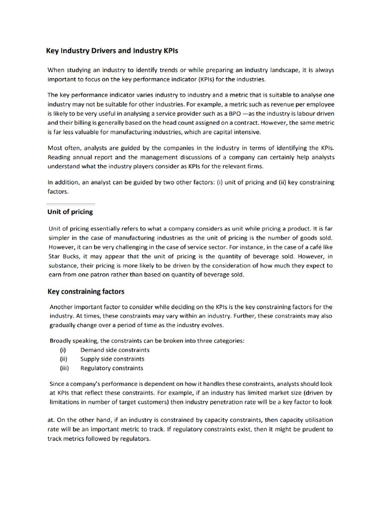 Key Industry Drivers and Industry KPIs | PDF