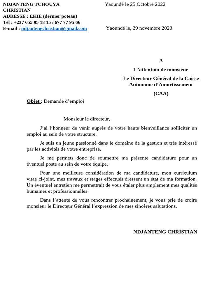 Demande D'emploi | PDF