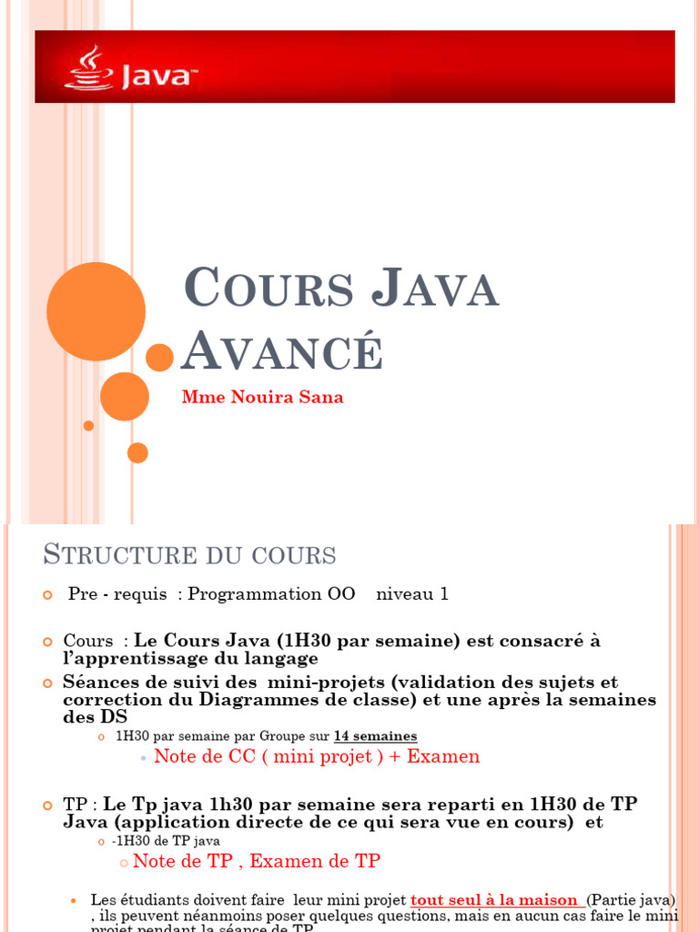 Cours Java Avancé P1-IntroPOO-2024-25 | PDF