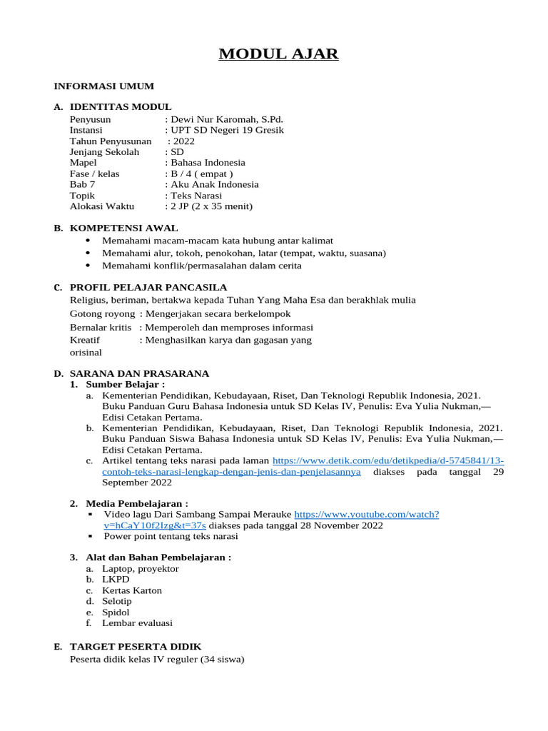 Modul Teks Narasi | PDF