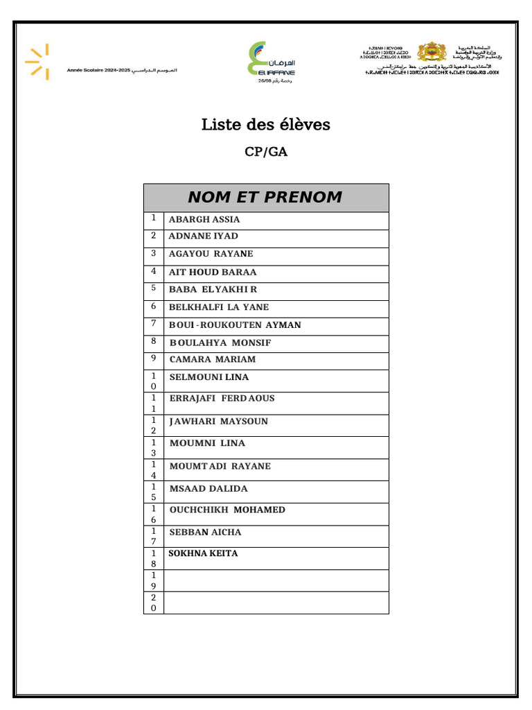 Liste Eleves 2025 | PDF