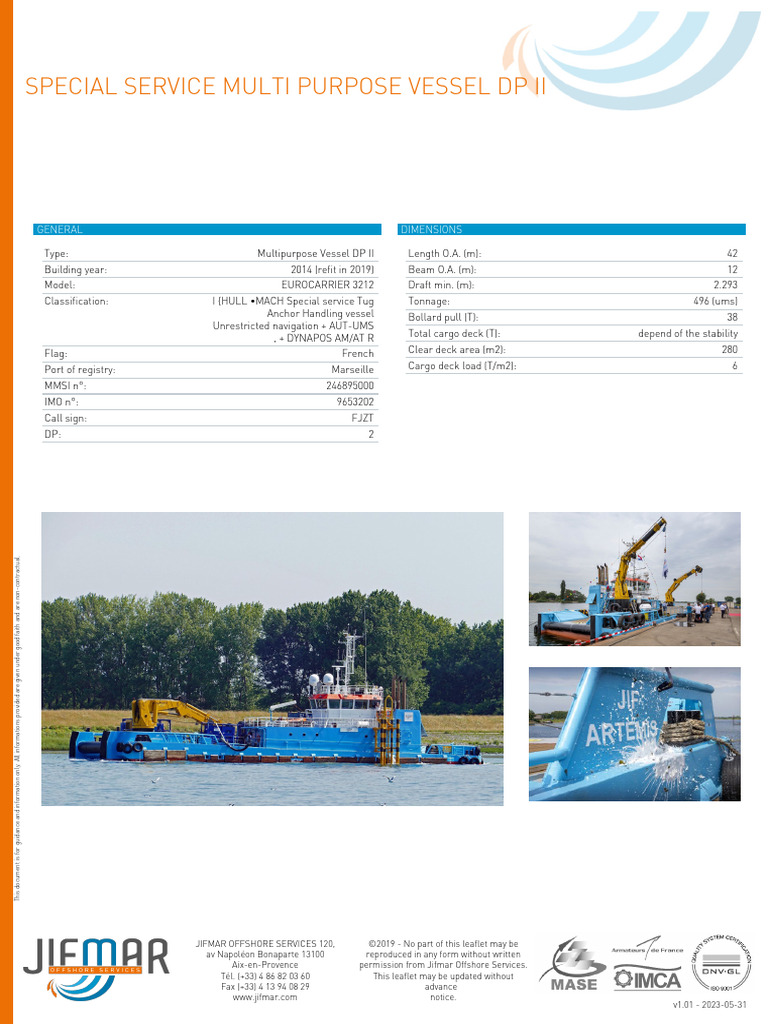 Jifmar Vessel JIF ARTEMIS 20230531 | PDF