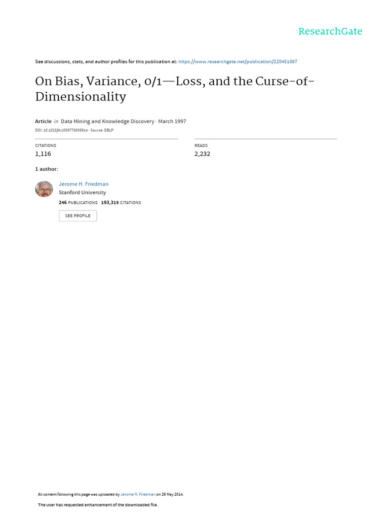 The Curse of Dimensionality | PDF