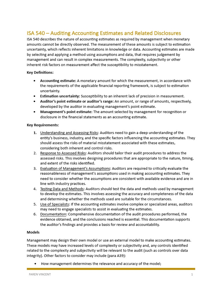 Isa540 Summary | PDF