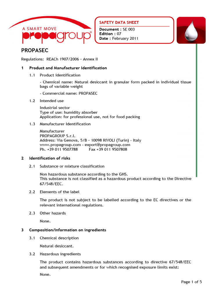PropaSec SDS | PDF