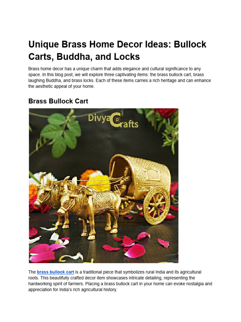 Unique Brass Home Decor Ideas: Bullock Carts, Buddha, and Locks | PDF