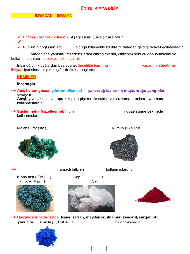 Ünite Kimya Bilimi | PDF
