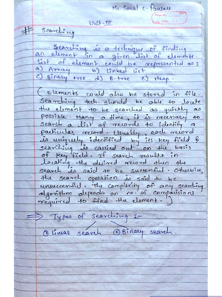 FDS - Unit-3 - Searching and Sorting | PDF | Business