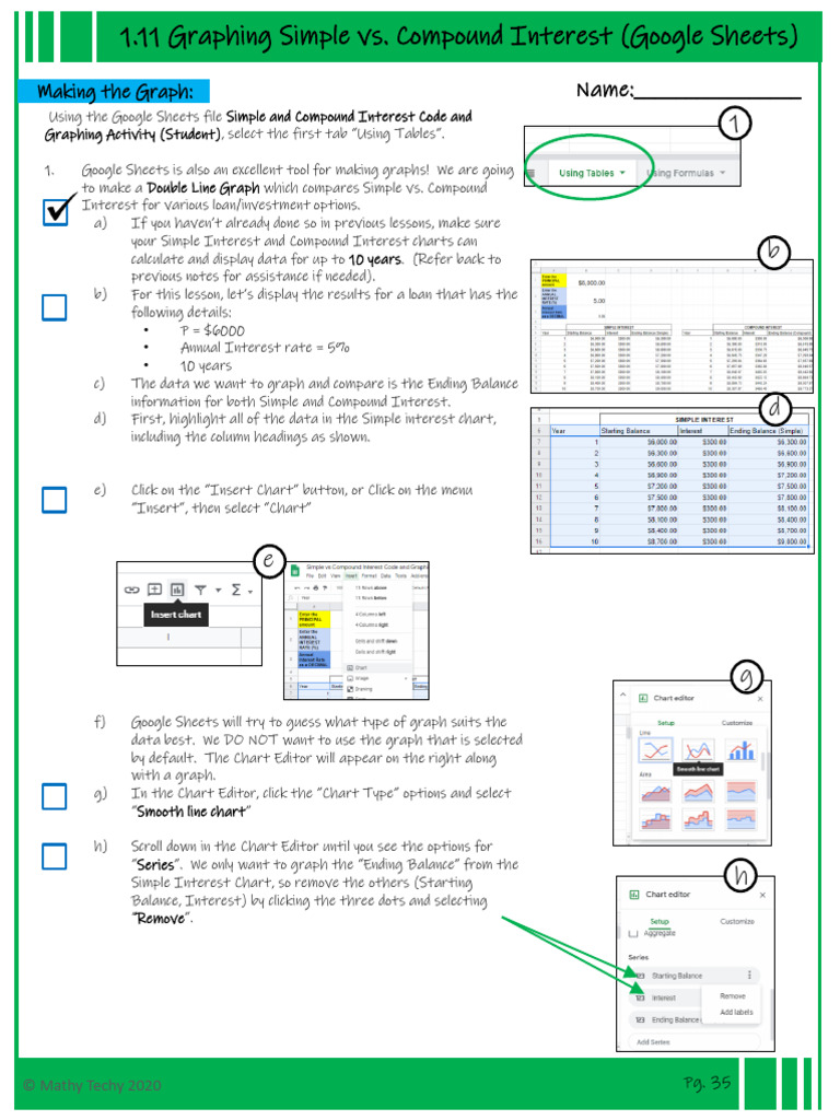 1_11 Graphing Simple vs Compound Interest (Google Sheets) | PDF