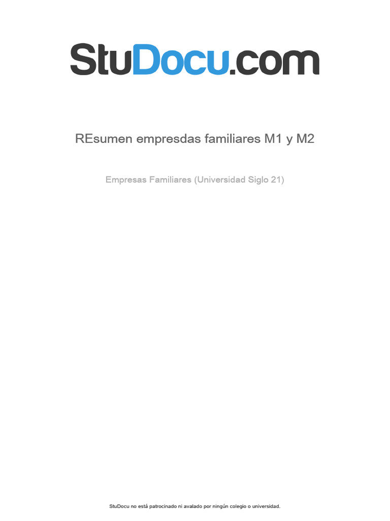 Resumen Empresdas Familiares m1 y m2 | PDF