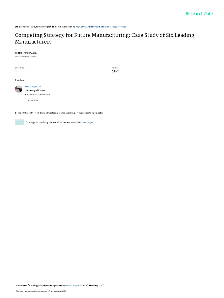 Strategy Case Study of 6 Leading Manufacturers | PDF