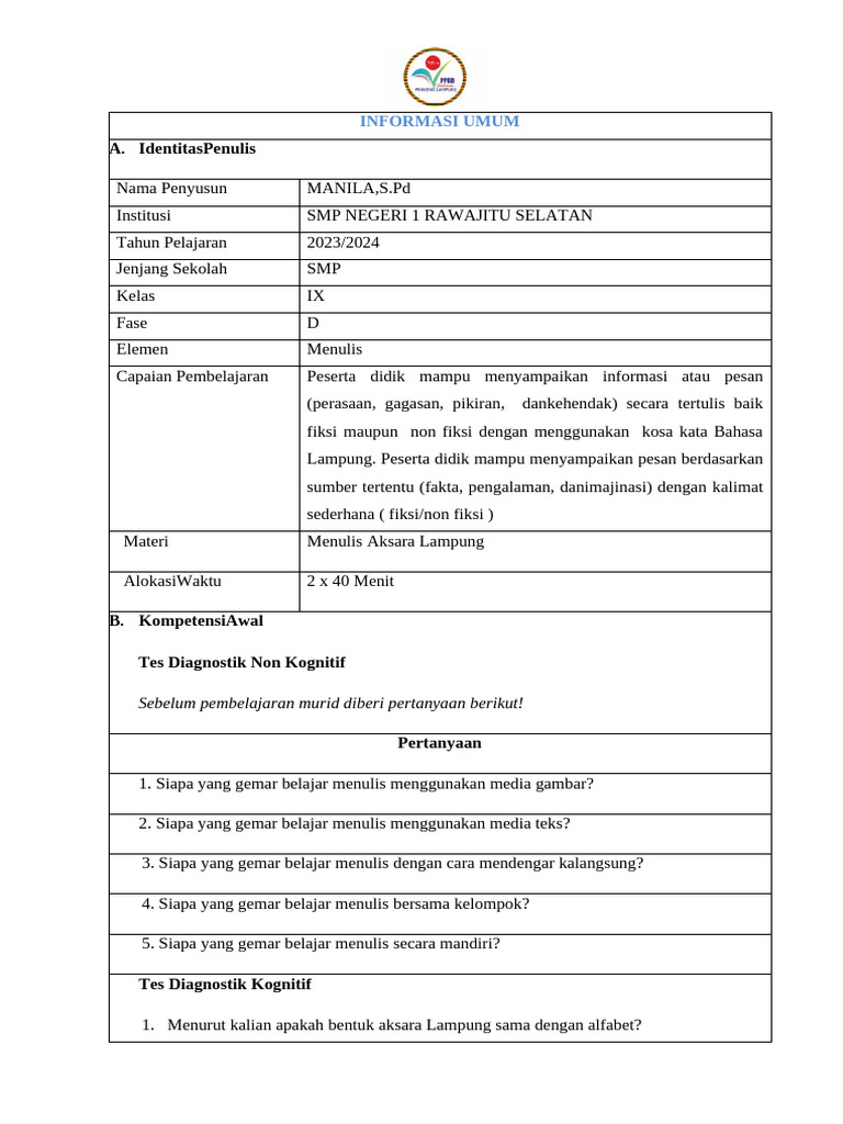 RPP OBSERVASI MARET 2024 | PDF