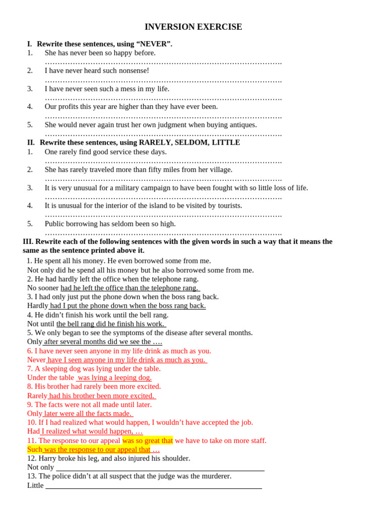 INVERSION EXERCISE | PDF