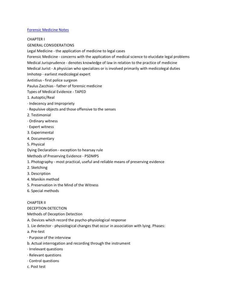 Forensic Medicine Notes | Autopsy | Death