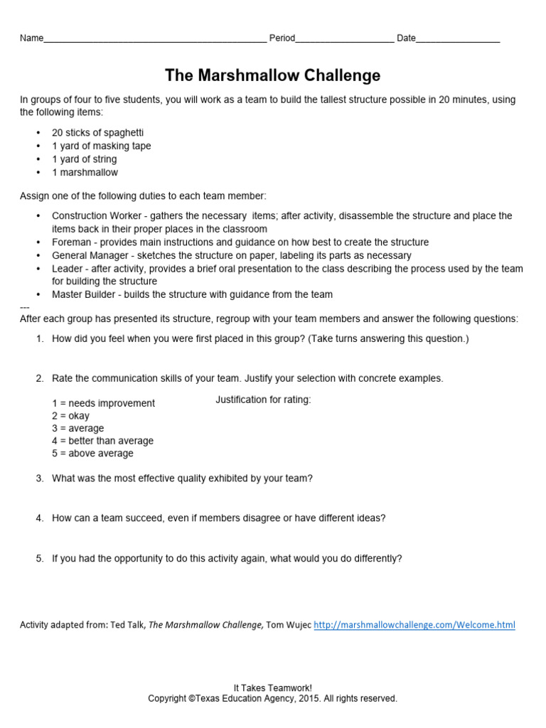 The Marshmallow Challenge | PDF | Career & Growth | Self-Improvement