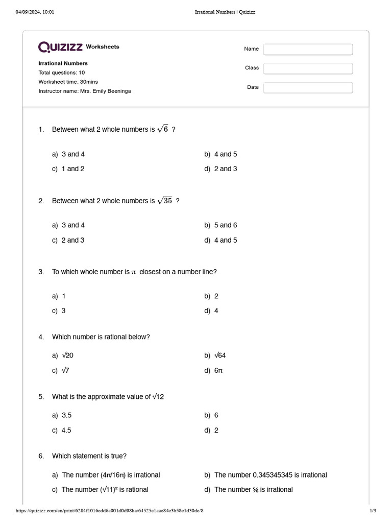 Rational Irrational 2 | PDF