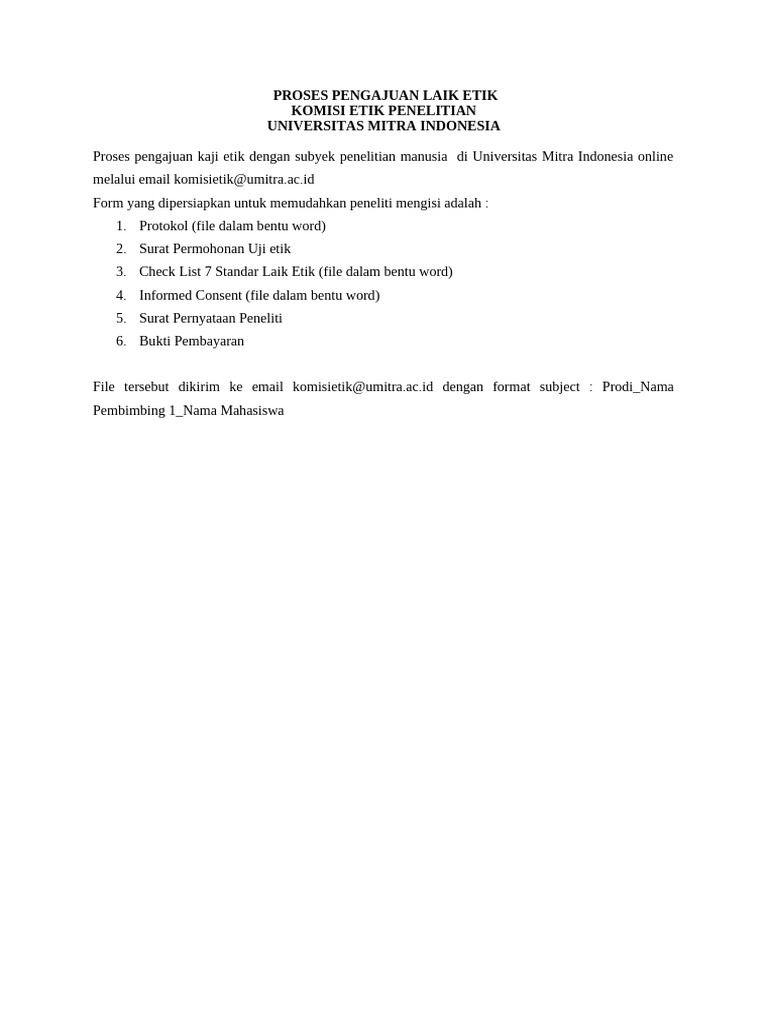 Proses Pengajuan Laik Etik | PDF