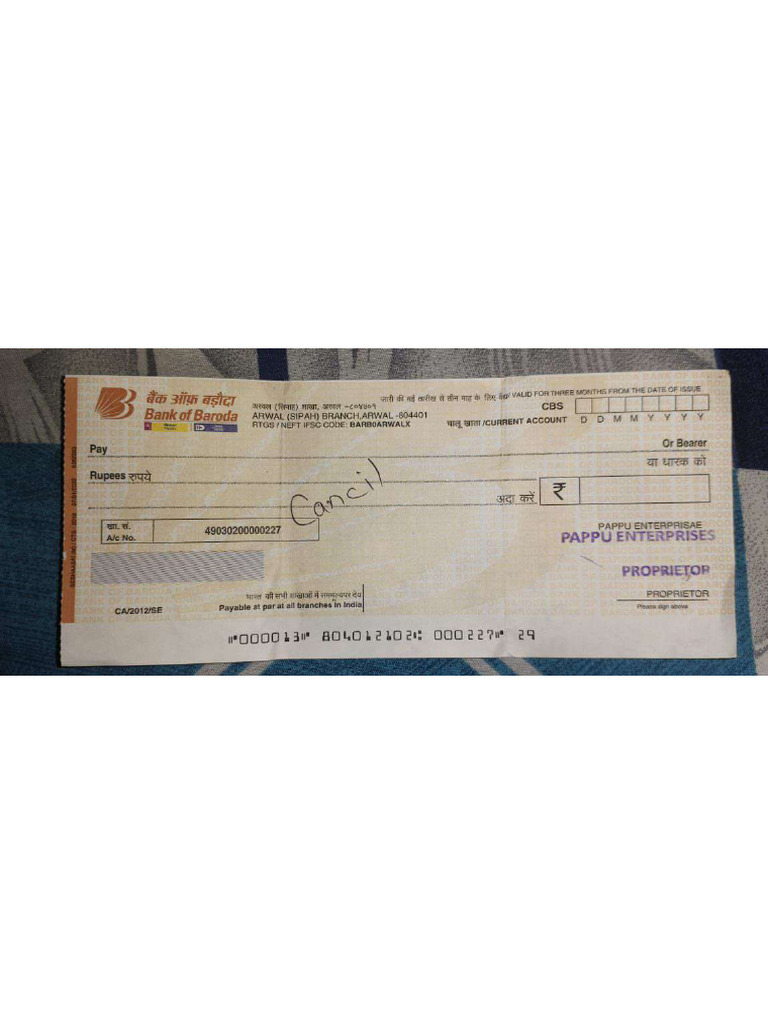 Bank Cheque Book | PDF