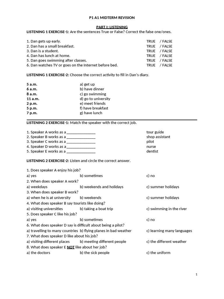 p1 A1 Midterm Revision | PDF