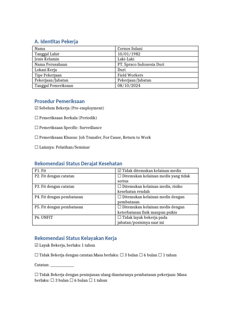 Health Check Report With Table | PDF