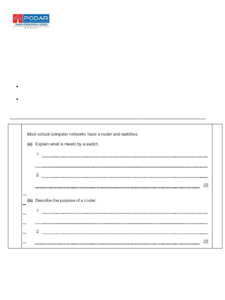 ICT - Grade 8 CH 4 Networks QP (Updated) | PDF
