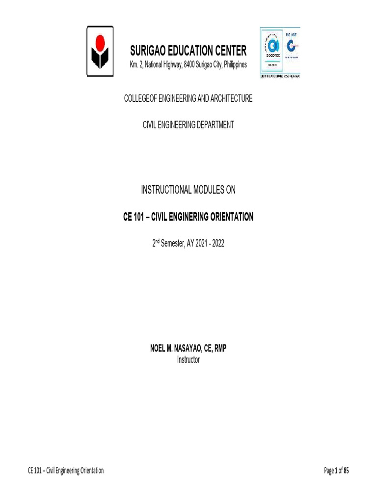 CE 101 Course Outline Modules 12 | PDF