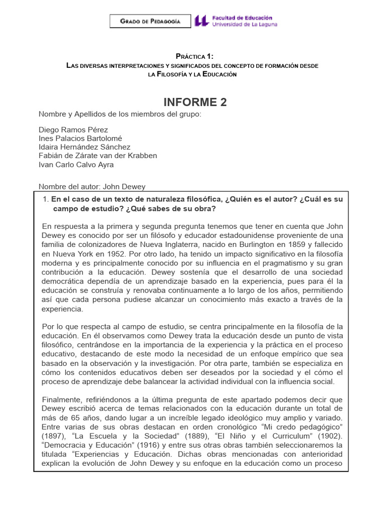 Informe 2 - John Dewey | PDF