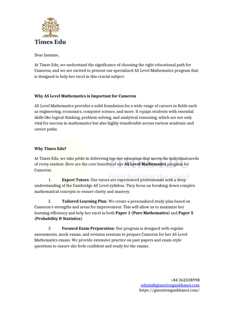 Ms Jasmine AS Level Mathematics | PDF