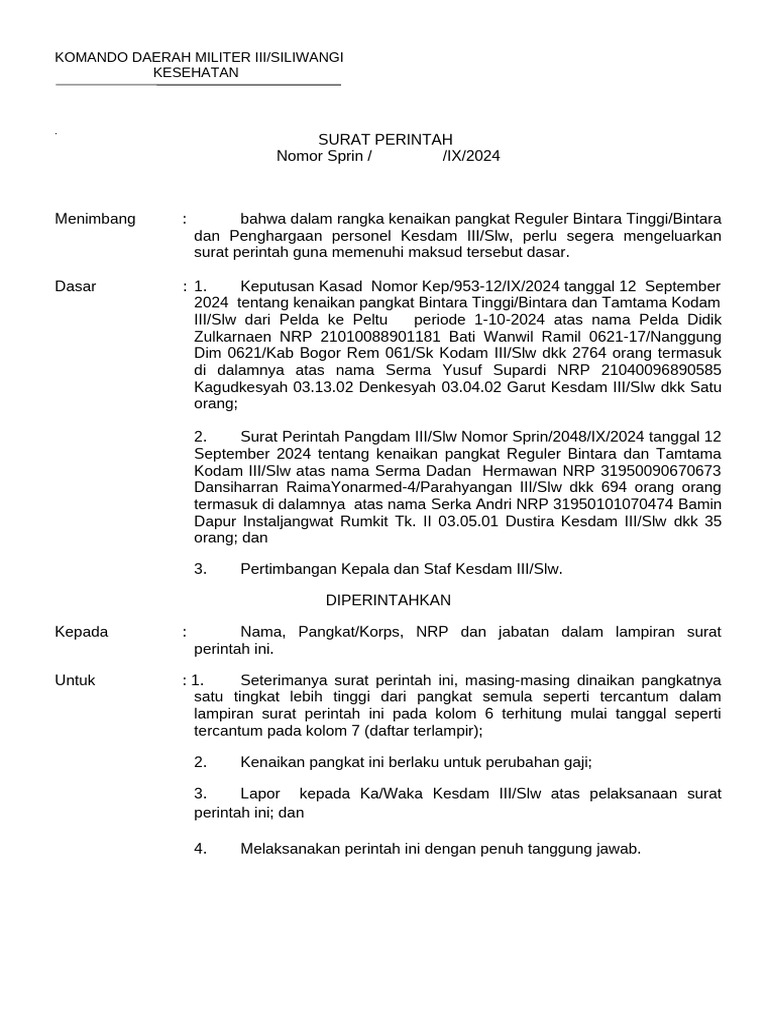 Sprin KP BA - TA 1-10-2024 - PENDAHULUAN | PDF