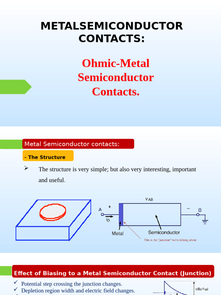 Ohmic Contacts | PDF | P–N Junction | Science & Mathematics