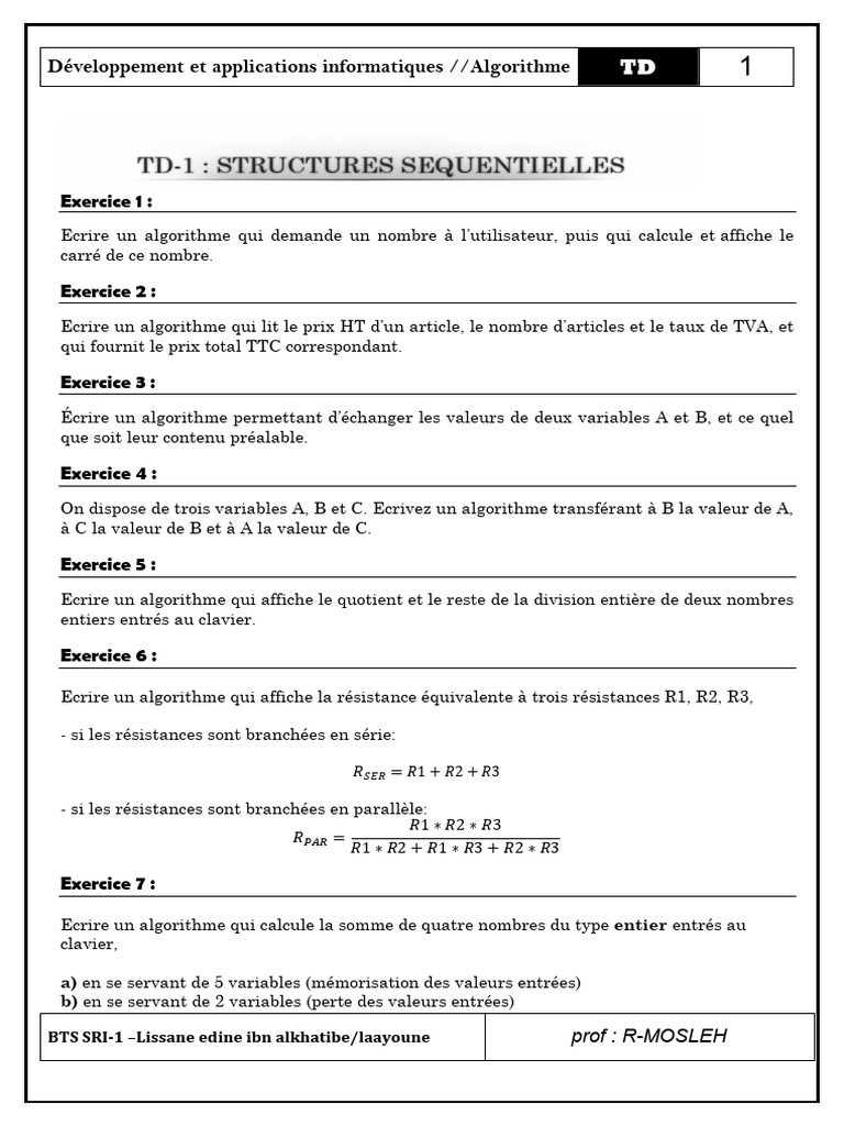 TD1 Structures séquentielles | PDF