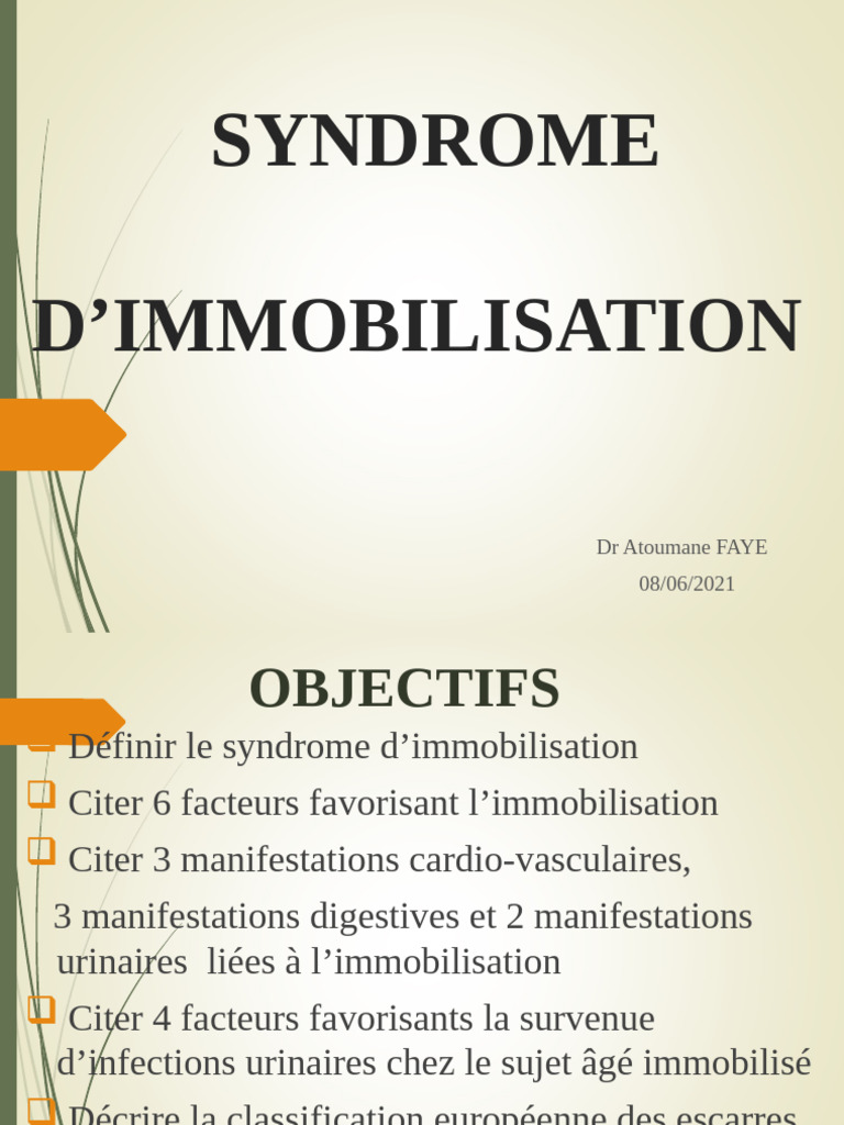 Syndrome D'immobilisation 1 | PDF