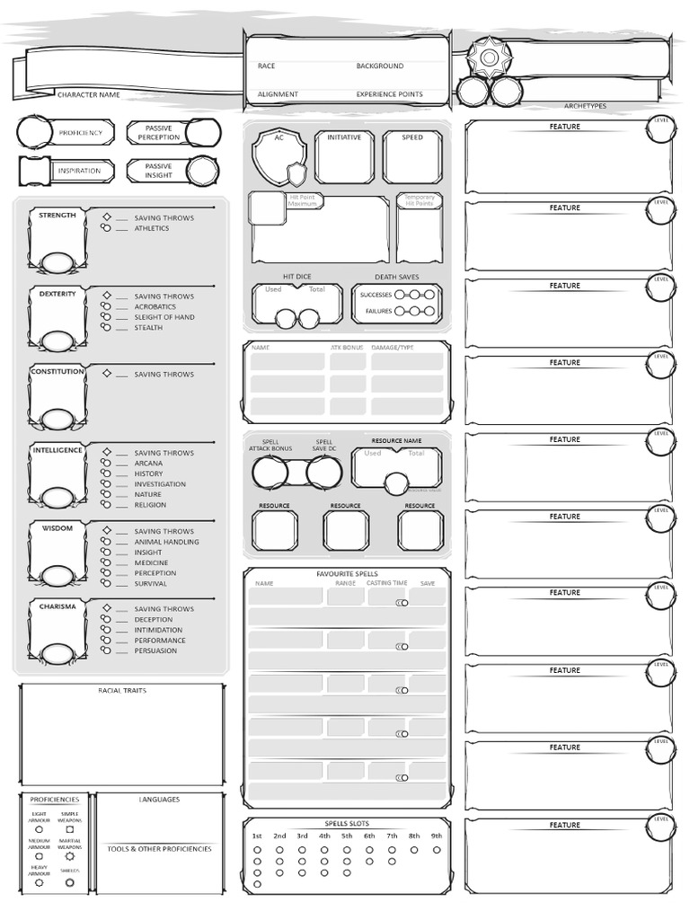 456029-Character Sheet Caster a-multiclass Fillable | PDF