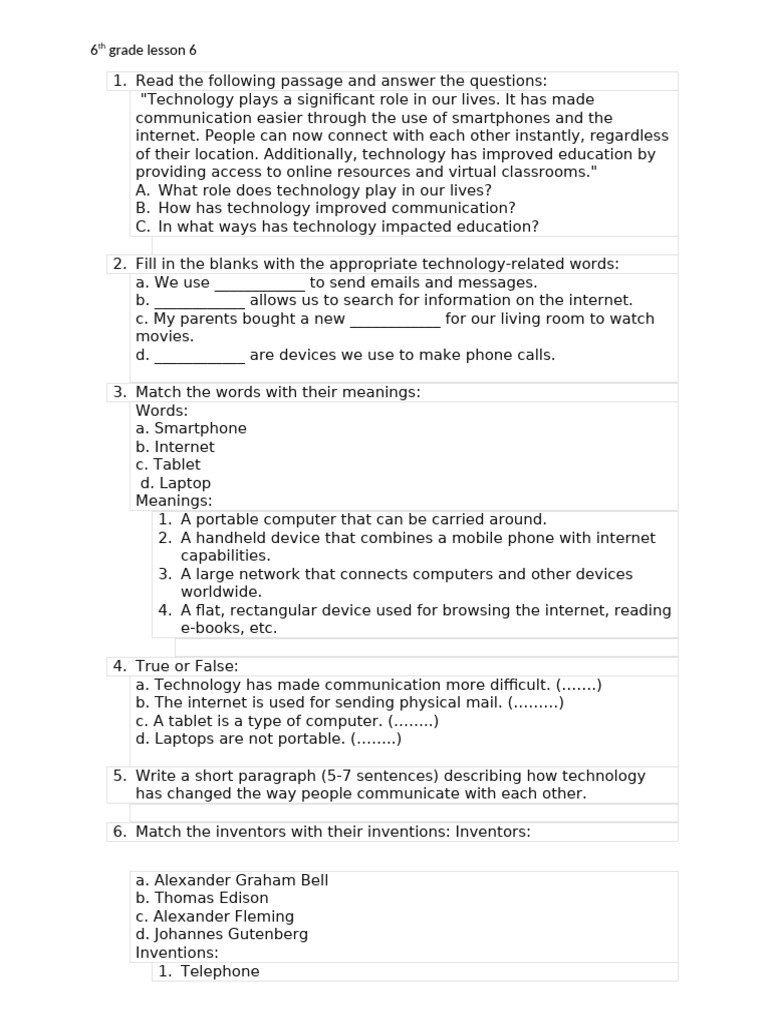 6th grade lesson 6 | PDF