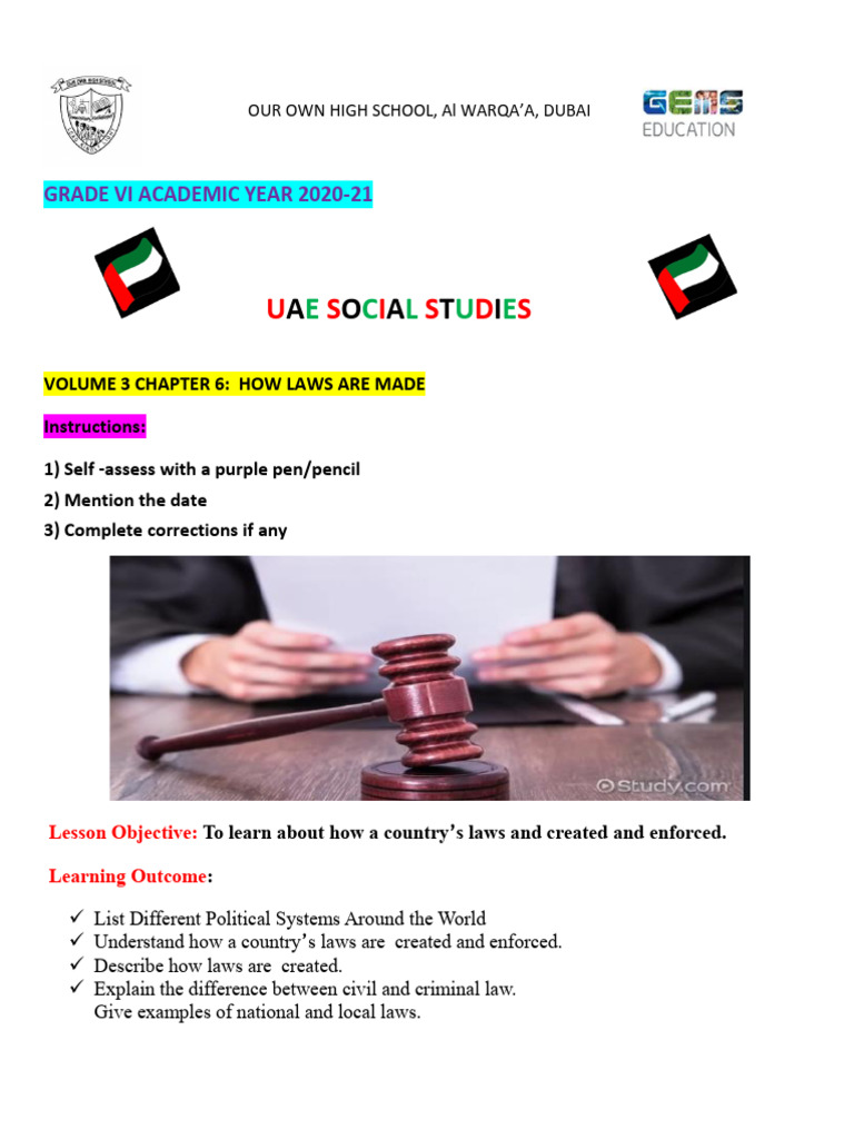 Ans Key WS Vol.3.Lesson 6 How Laws Are Made | PDF