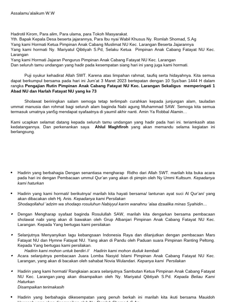 MC Rutin Fatayat | PDF