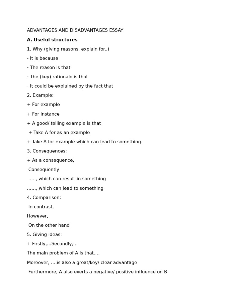 Advantages and Disadvantages Essay | PDF