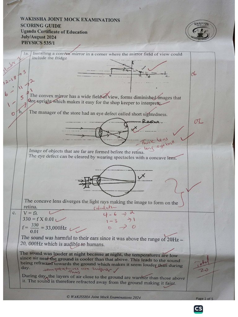 PHY 1-Guide -UCE Wakisha 2024 | PDF