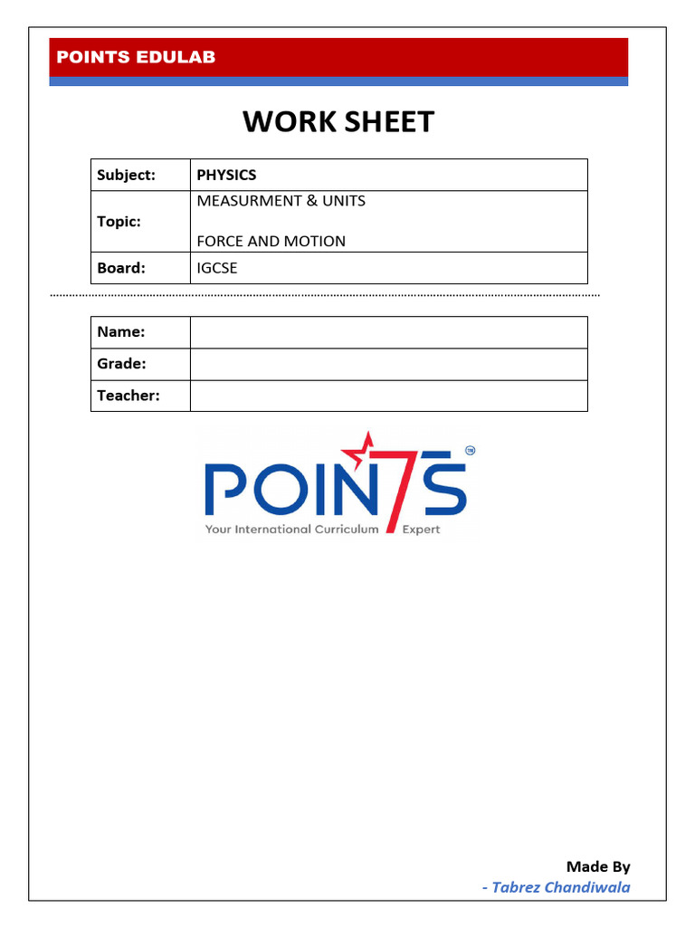 Measurements and Units Forces and Motion WS | PDF