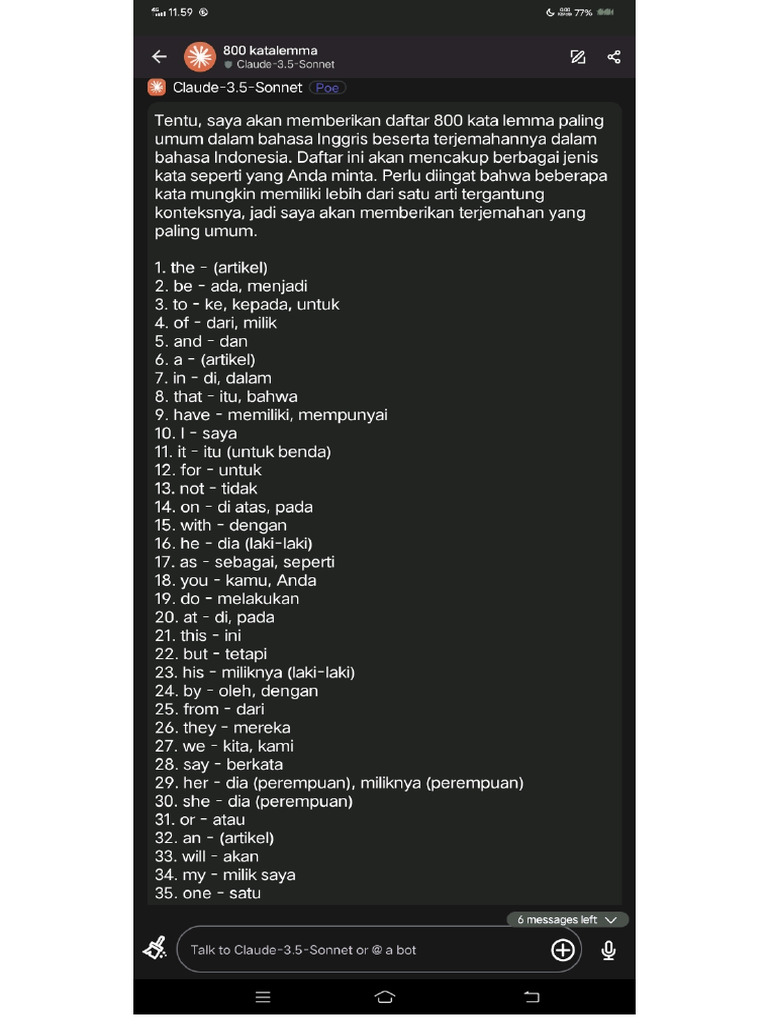 PDF 800 Kata Lemma Terlengkap BAHASA INDONESIA | PDF