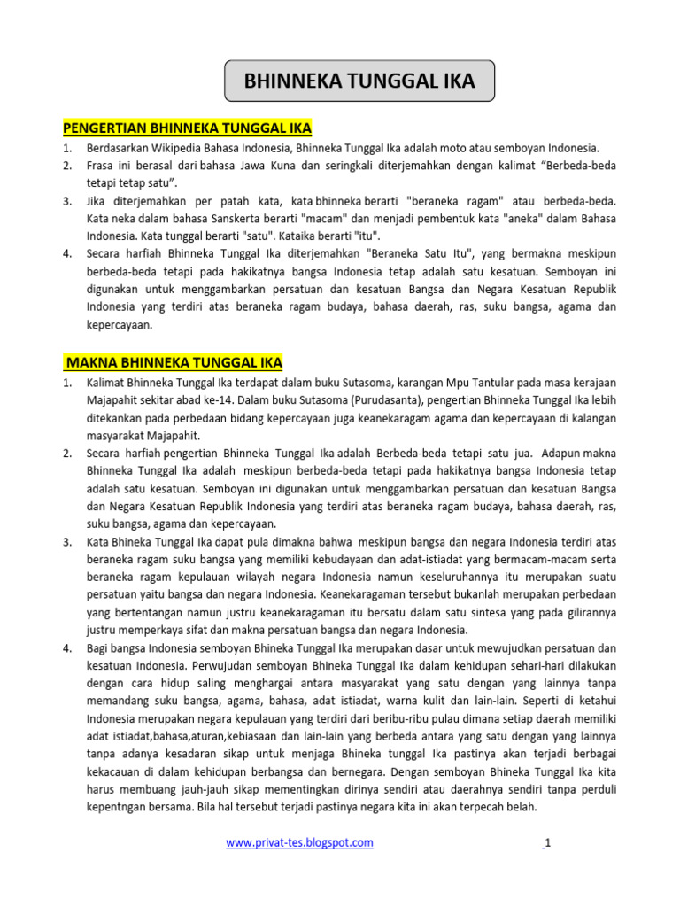 Materi Bacaan - Bhinneka Tunggal Ika | PDF