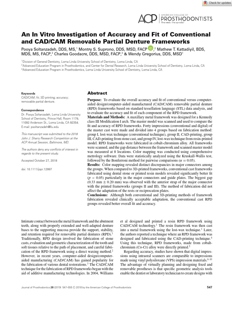 2018 - Soltanzadeh - An in Vitro Investigation of Accuracy and Fit of ...