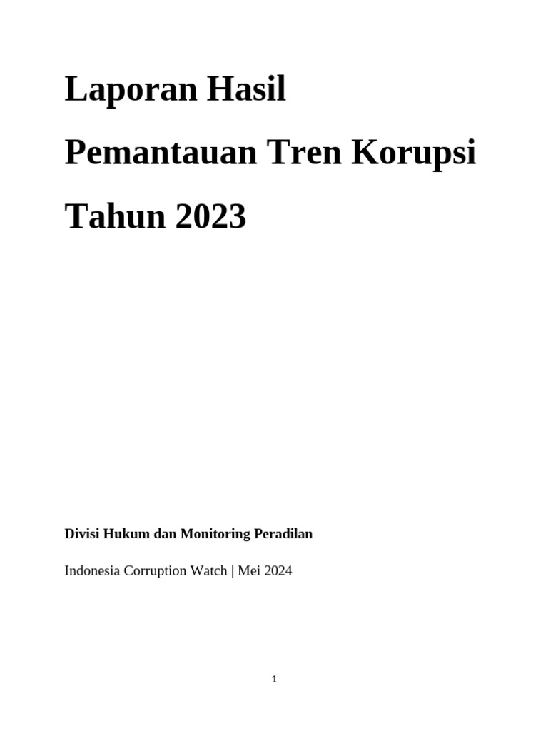 Narasi Laporan Hasil Pemantauan Tren Korupsi Tahun 2023 | PDF