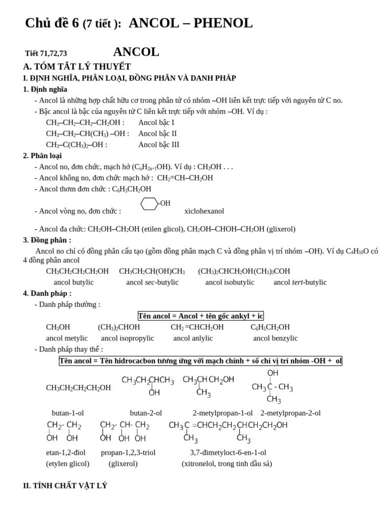 Chủ đề 6 Ancol - Phenol | PDF