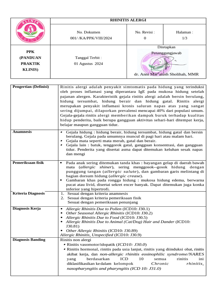 PPK Rhinitis Alergi | PDF